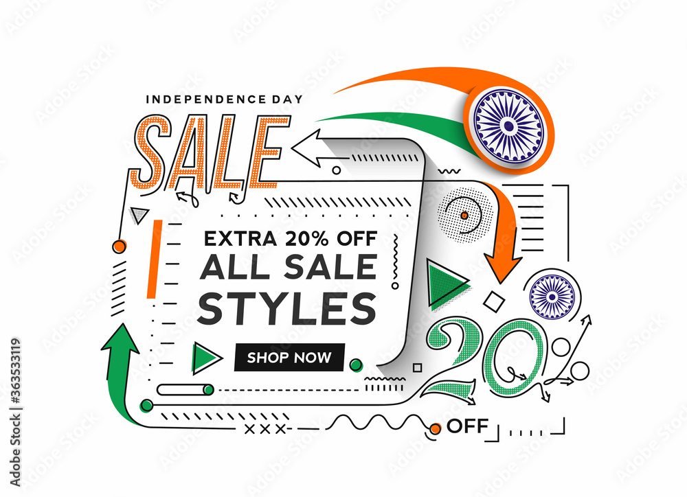 Independence Day 20% OFF Sale Discount Banner. Discount offer price ...