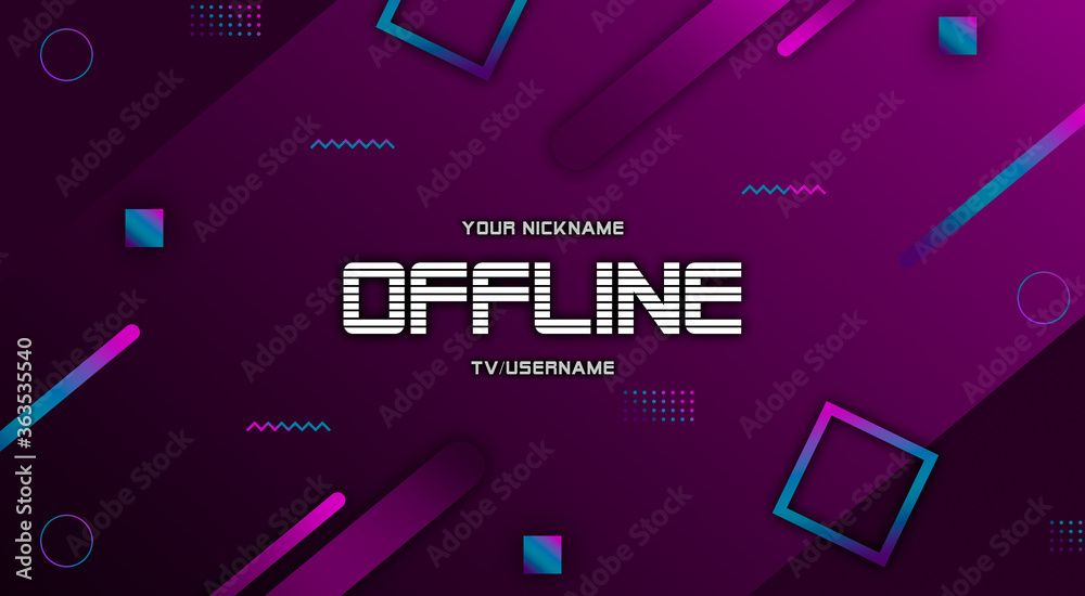 Offline twitch banner background 16:9 for stream template. Offline ...
