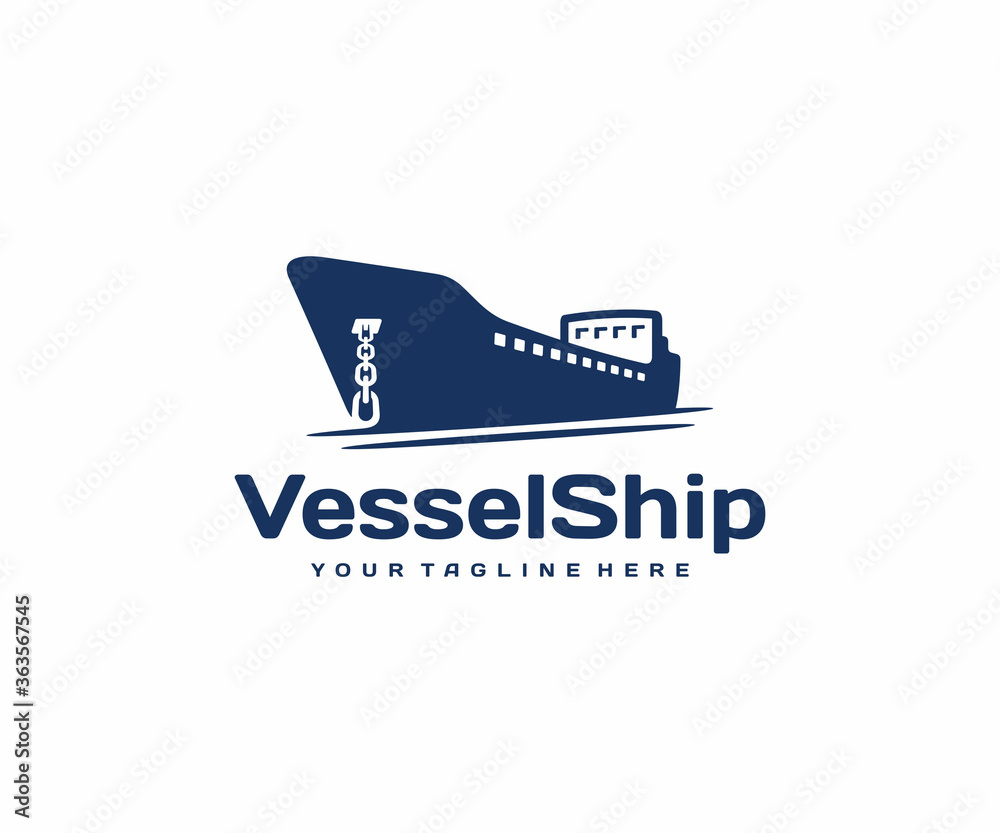Container vessel with anchor logo design. Tanker cargo ship vector ...