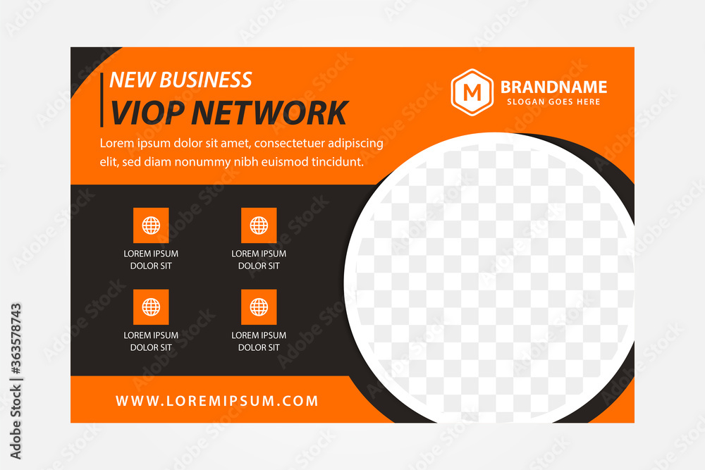 New business viop network flyer template design use horizontal layout ...