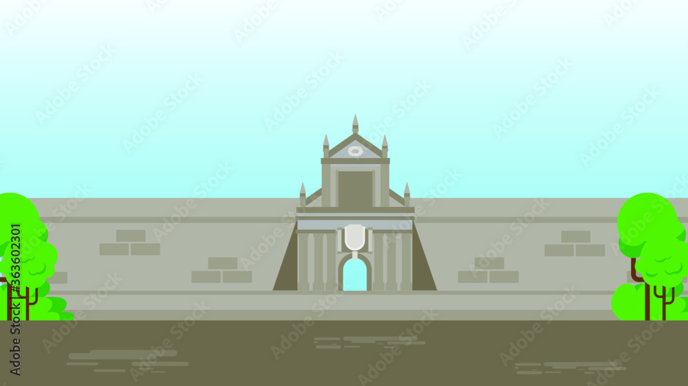 Intramuros Manila Philippines Vector Illustration Stock Vector | Adobe ...