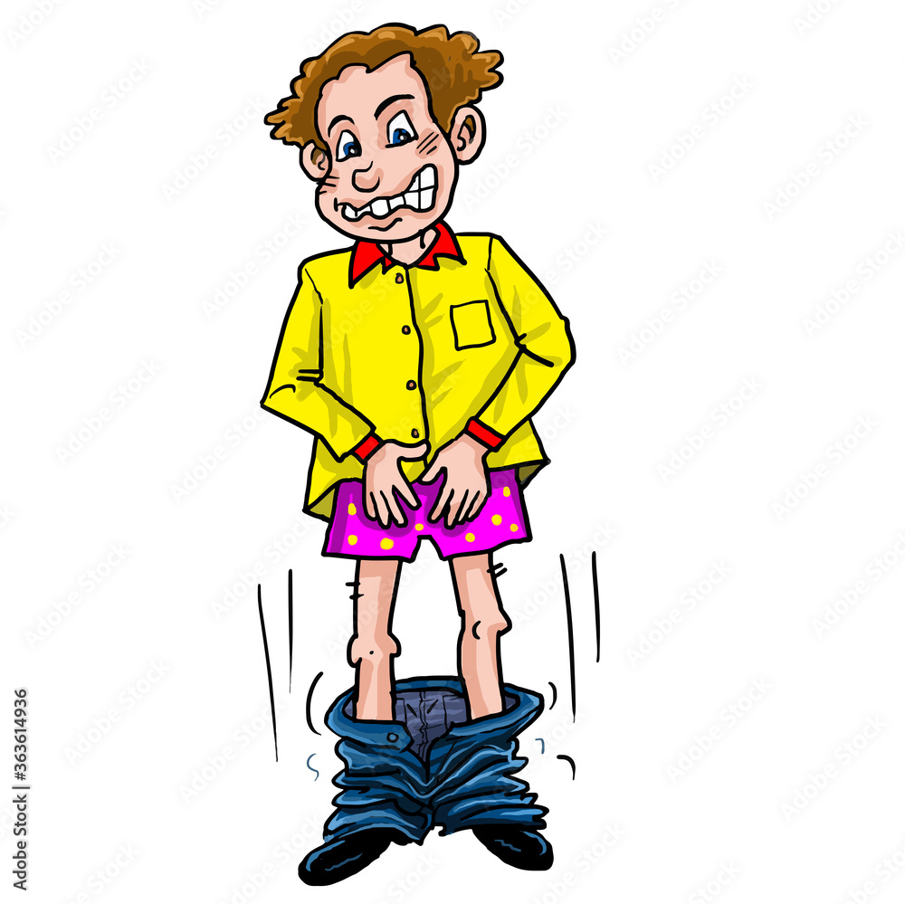Embarrassed Man loses his pants. Joke cartoon. Stock Vector | Adobe Stock