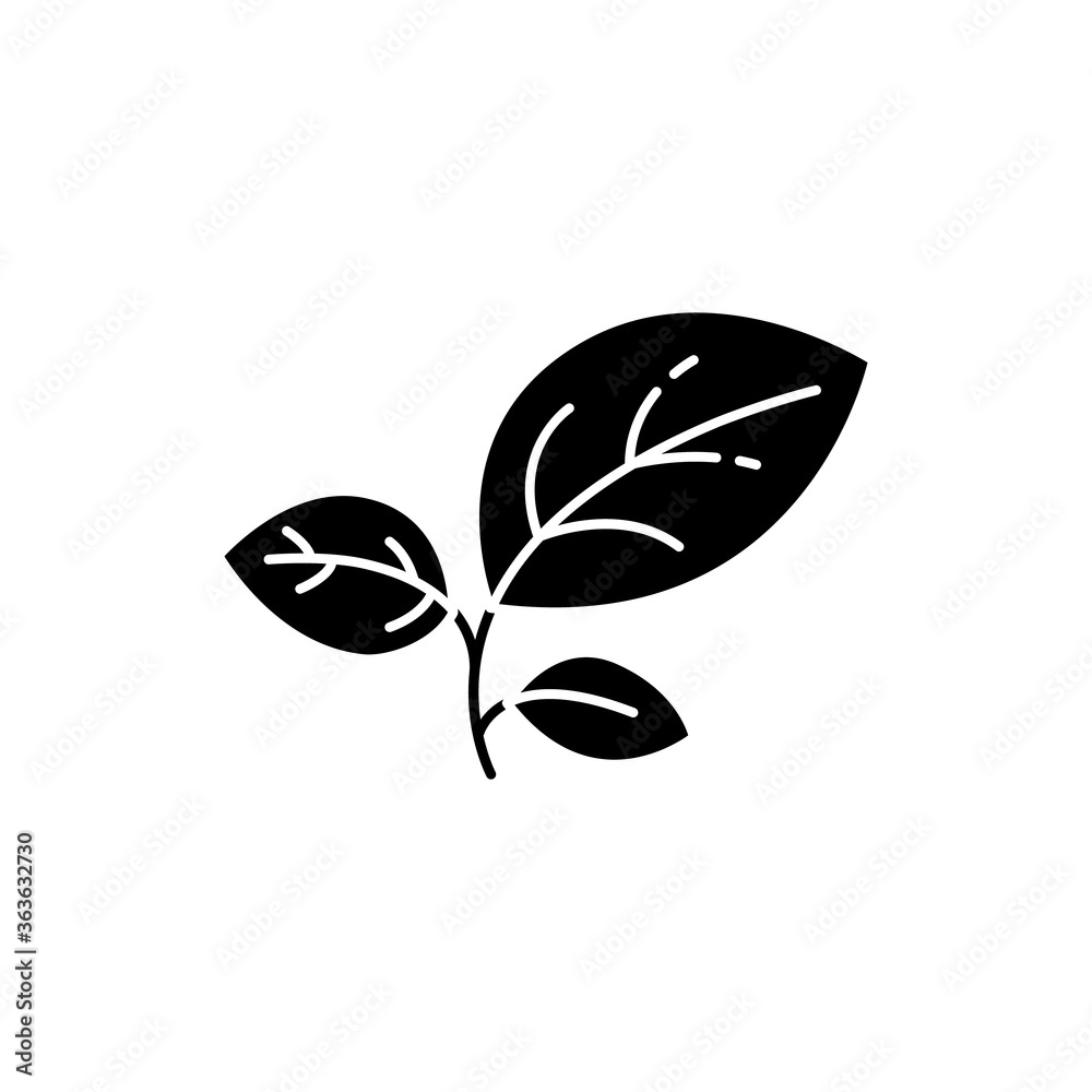 Sprout black glyph icon. Growing leaves. Seedling and cultivation ...
