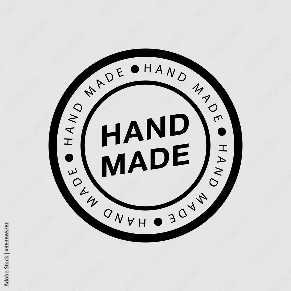 Hand made - round logo, badge or insignia. Vector illustration in flat ...
