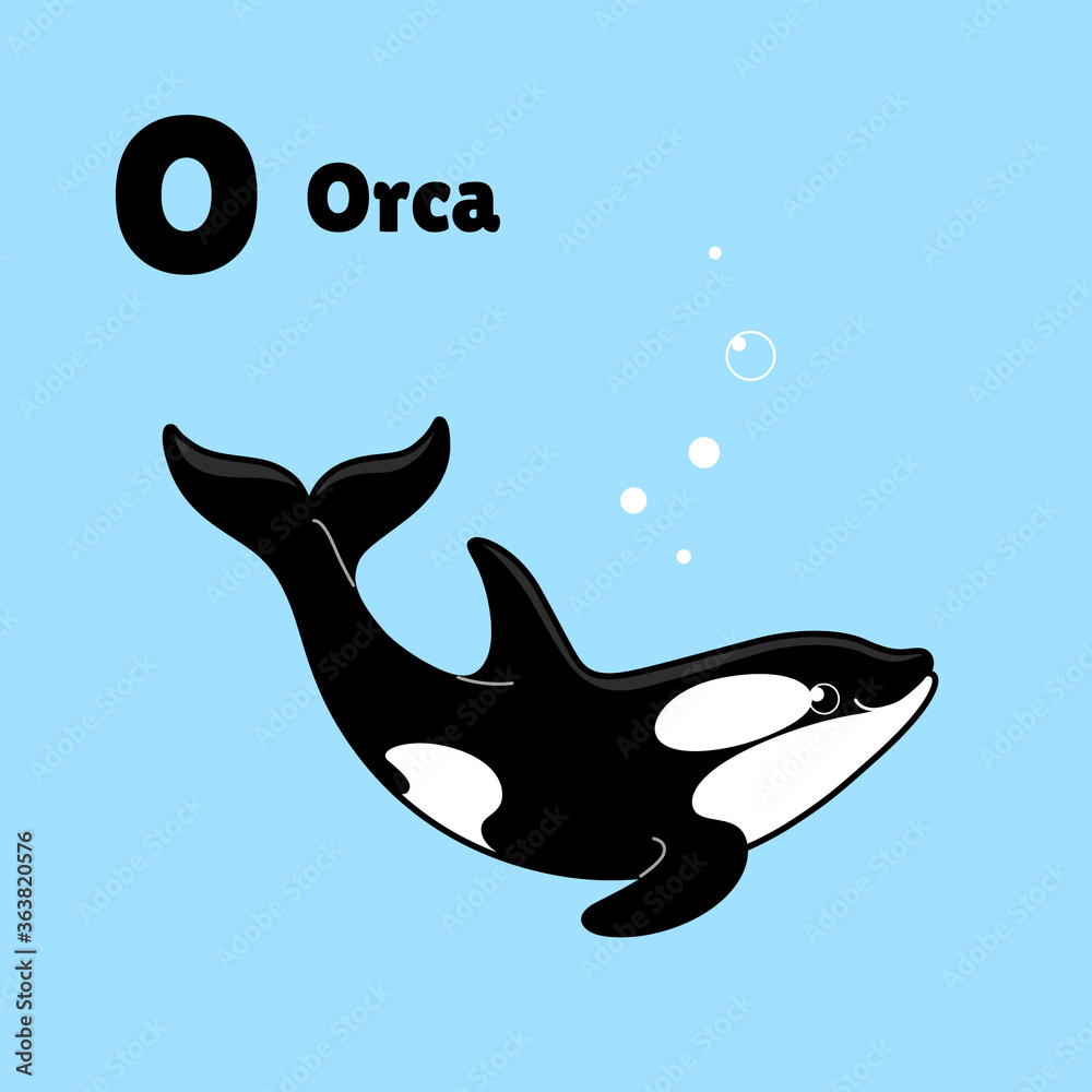 Cartoon orca, cute character for children. Vector illustration in ...
