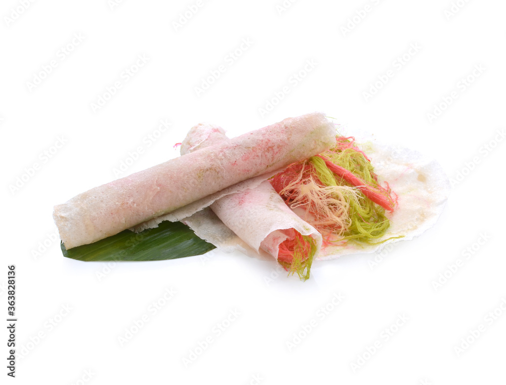 Thai cotton candy burrito pancake, Roti Saimai (Cotton candy) is Thai ...