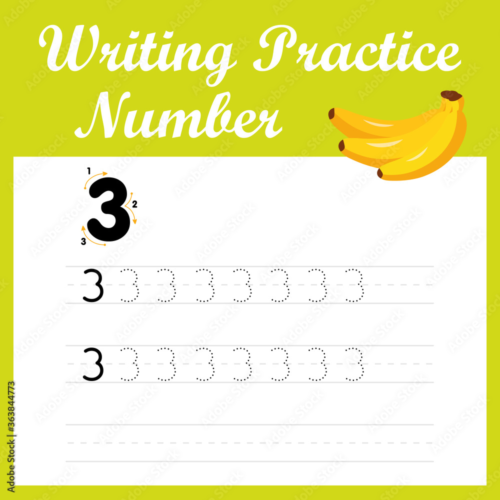 Printable math worksheet for kindergarten children to improve writing ...