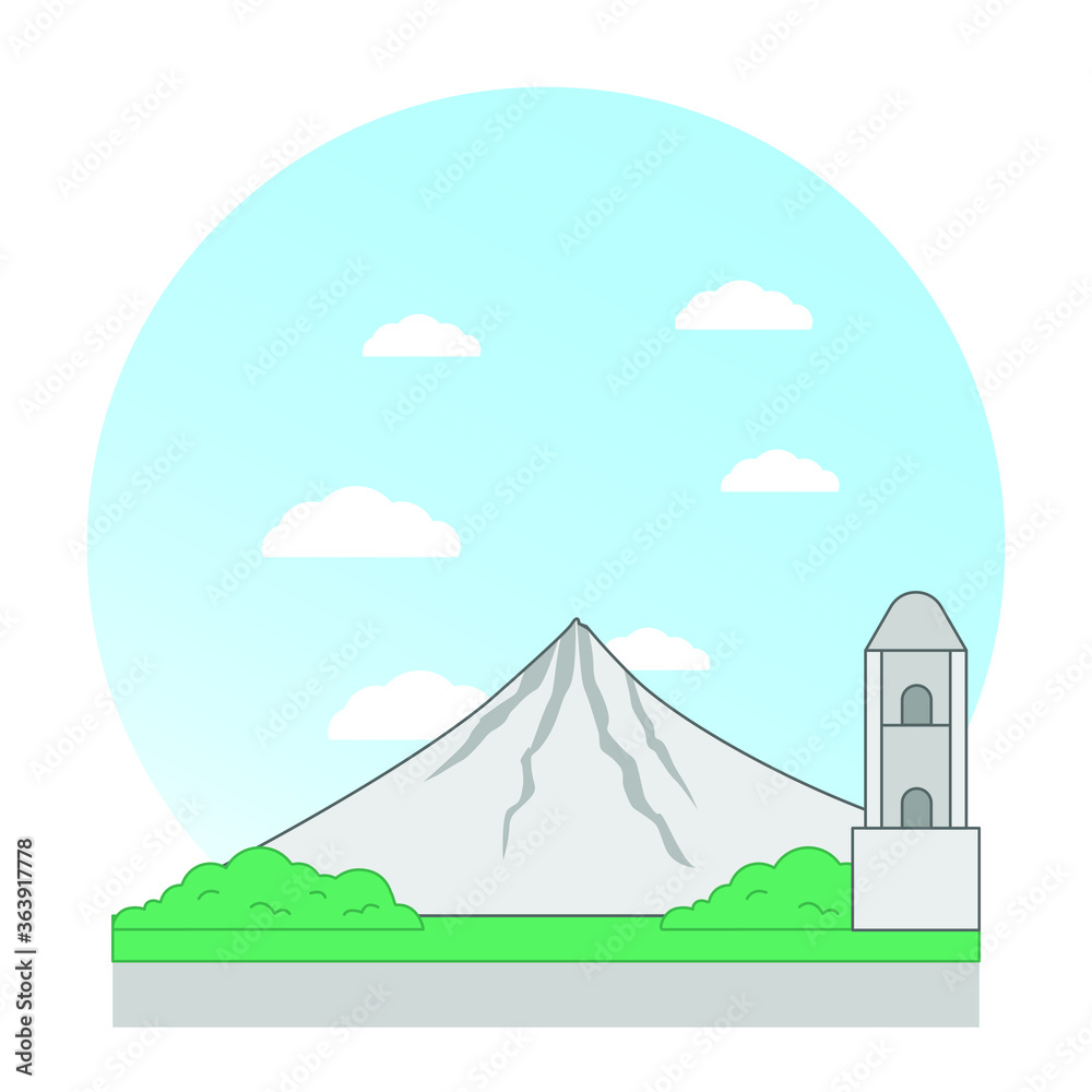 Mayon Volcano Philippines - Minimalist Illustration Stock Vector ...