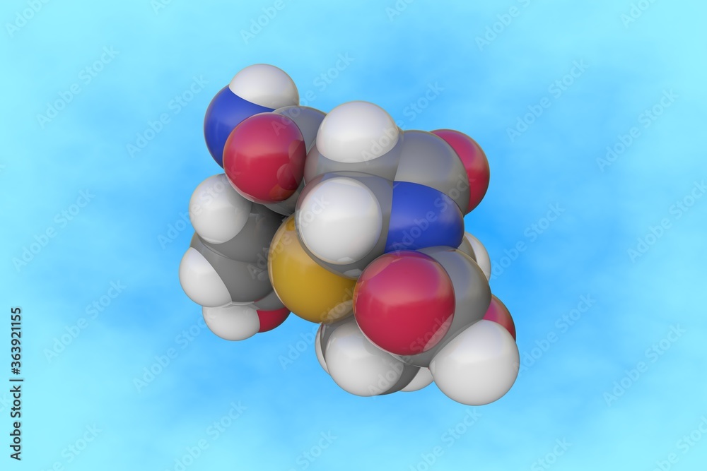 Ilustración de Stock Molecular model of amoxicillin. Atoms are ...