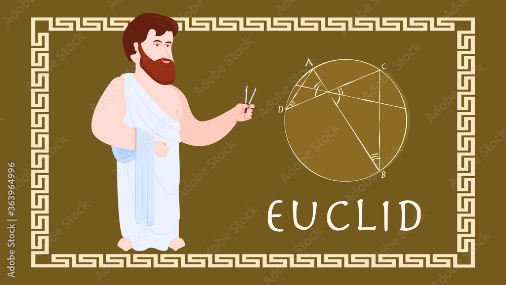 Cartoon character of greek mathematician and philosopher Euclid ...