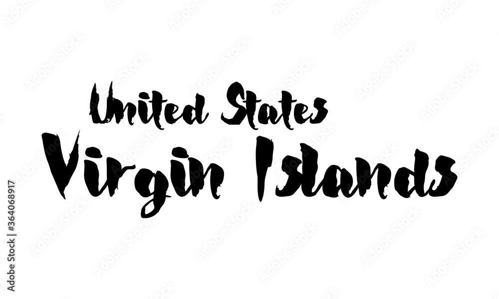 United States Virgin Islands Country Name Handwritten Text Calligraphy ...
