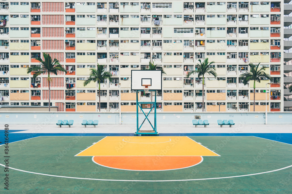 Colorful basketball court Stock Photo | Adobe Stock