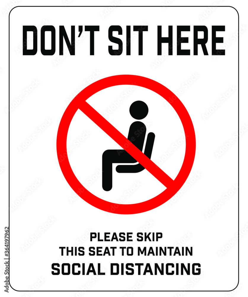 Do Not Sit Here Signage for restaurants and public places inorder to ...