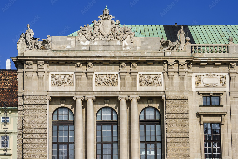 Architectural Detail of Austrian National Library on Heldenplatz in ...