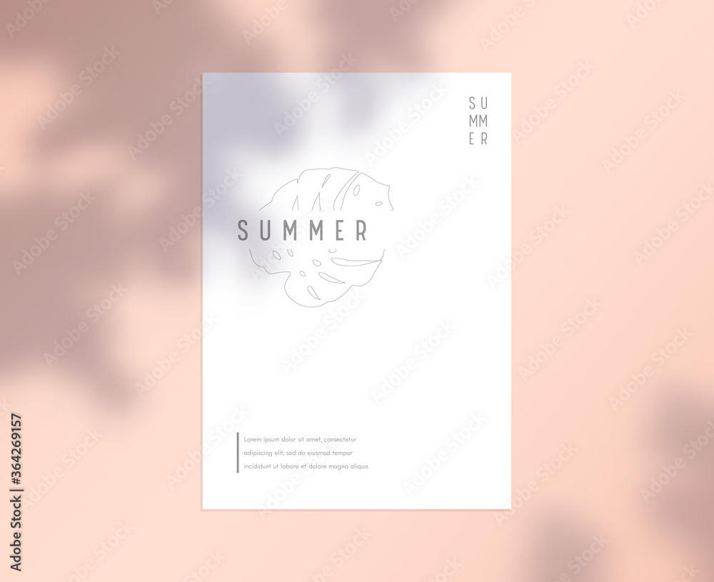 Stationary Template with Palm Leaf Sketch. Corporate Business Card ...