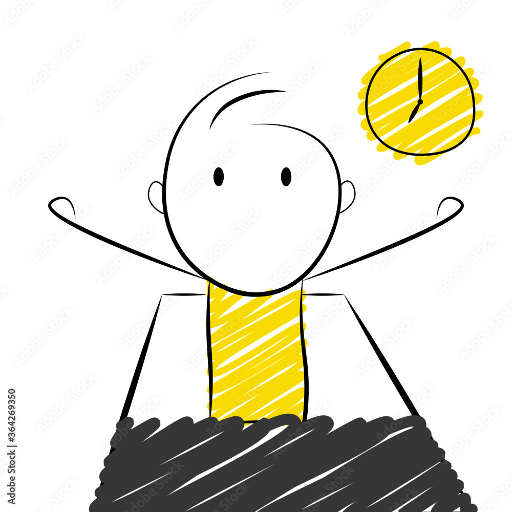 cartoon stickman wake up. Vector Illustration Stock Vector | Adobe Stock