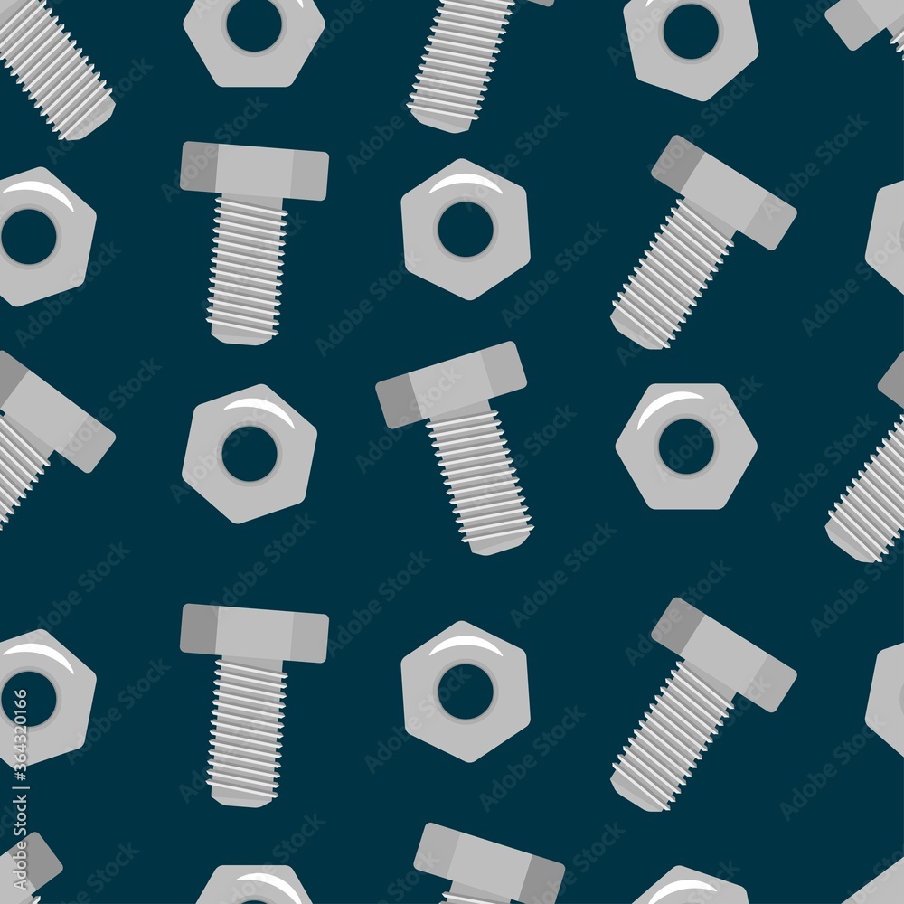 Vector graphics, seamless background, bolts and nuts. Flat design ...