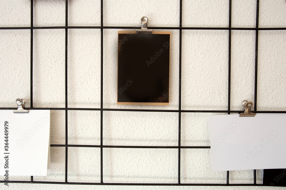 Blank postcards on Nordic style Metal mesh grids picture postcards wall ...