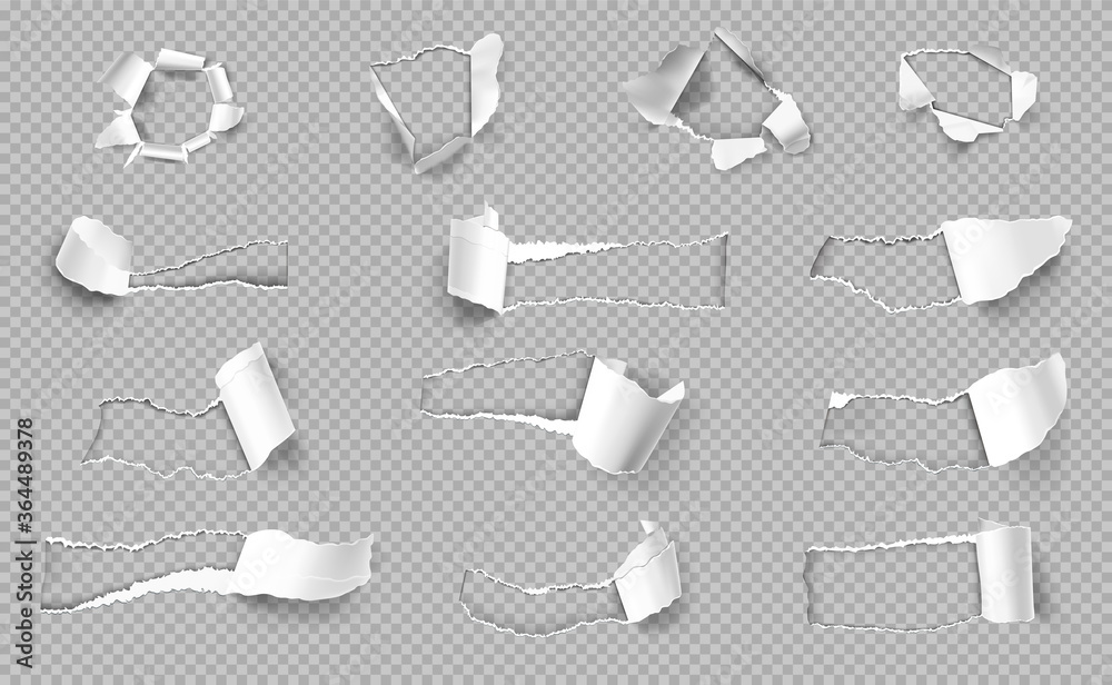 Torn Paper Transparent Set Stock Vector | Adobe Stock