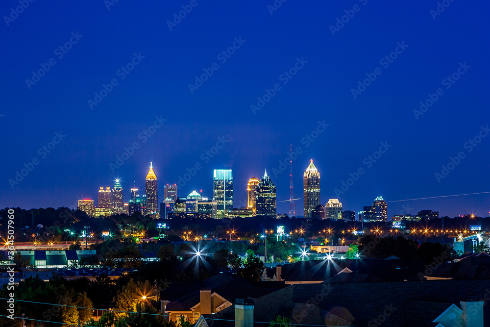 Downtown Atlanta Skyline at night Stock Photo | Adobe Stock
