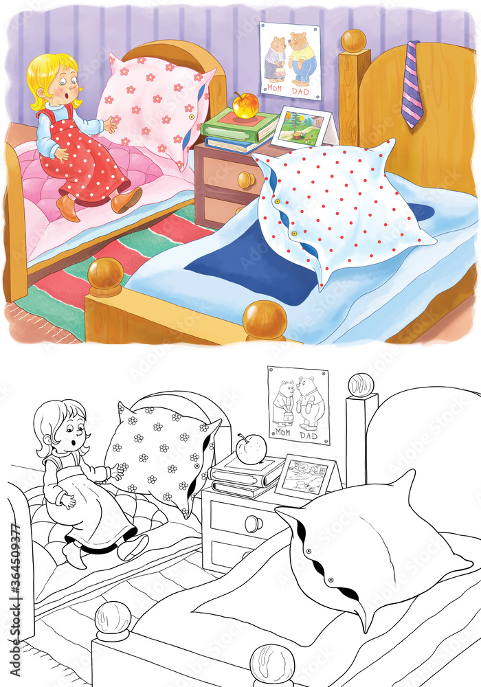 Goldilocks and the three bears. Fairy tale. One picture from series ...