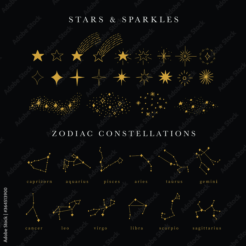 Celestial Illustration Set - Sun Moon Stars Space , zodiac ...