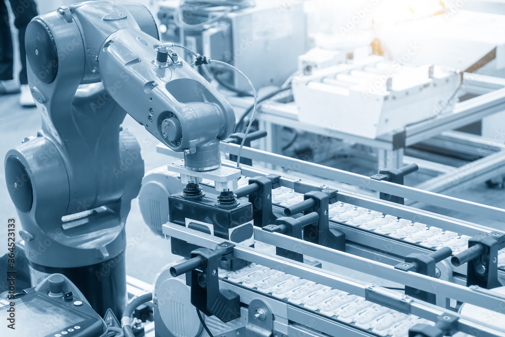 The material handling process by automatic robotic system. The hi ...