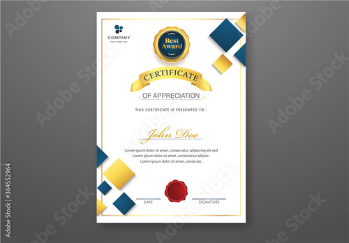 Certificate of Appreciation Layout with Placeholder Stock Template ...