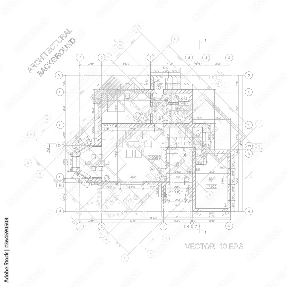 Architectural modern background. Detailed floor plans. Vector blueprint ...