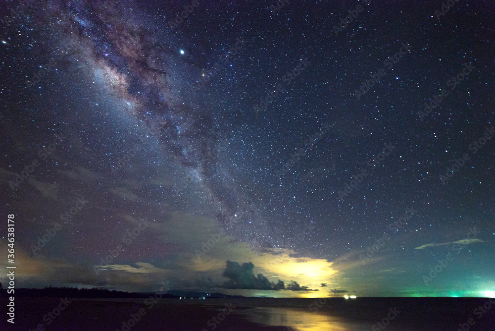 Beautiful nightscape with Starry night and Milky Way Galaxy rising in ...