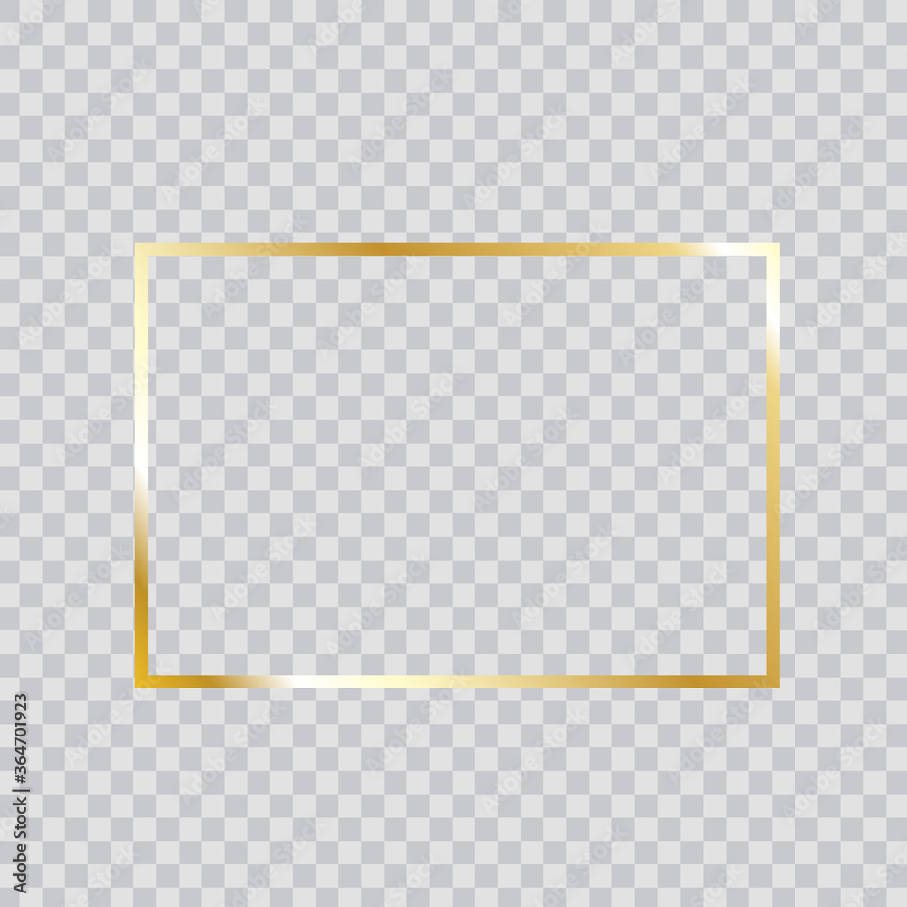 Gold frame vector. Trendy rectangle border. Gold frame isolated on ...