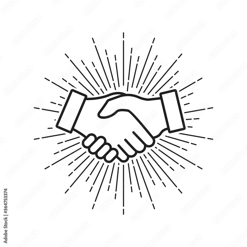 Business agreement handshake icon in line style, friendly handshake ...