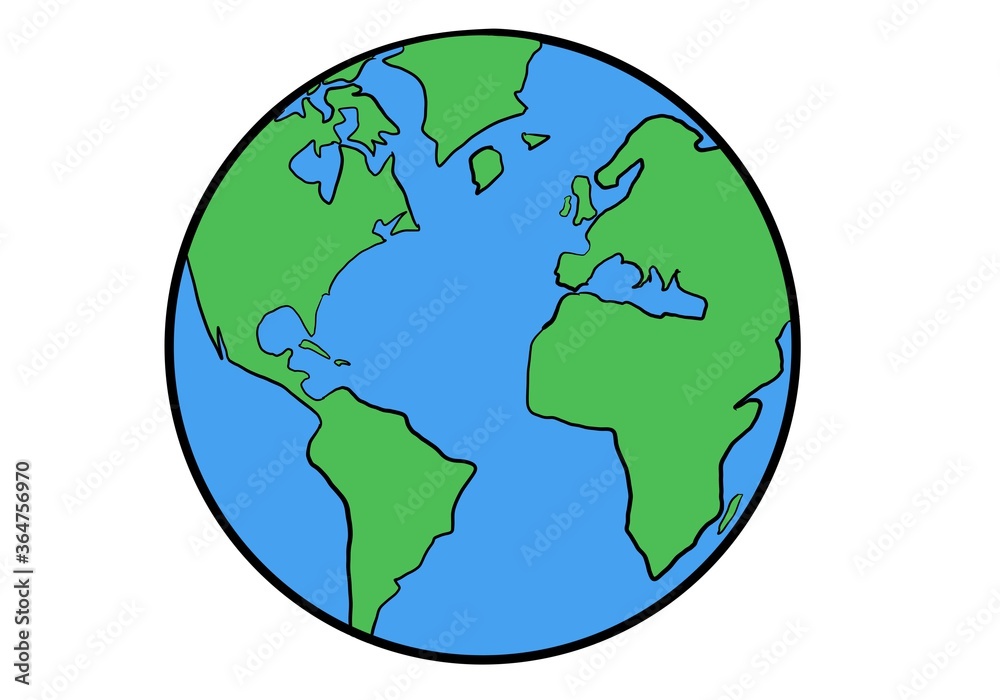Ilustração Planeta tierra azul y verde aislado sobre fondo blanco do ...