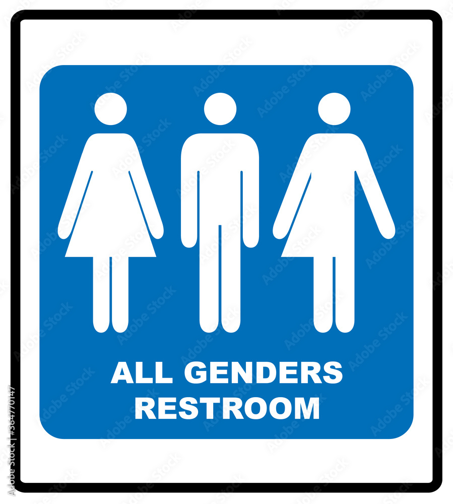 All gender restroom sign. Male, female transgender. Vector illustration ...