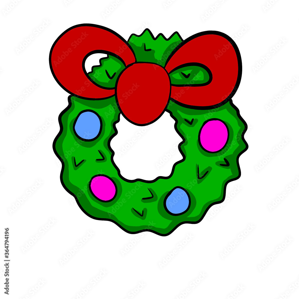 Cartoon Stylized Christmas Wreath Stock Illustration | Adobe Stock