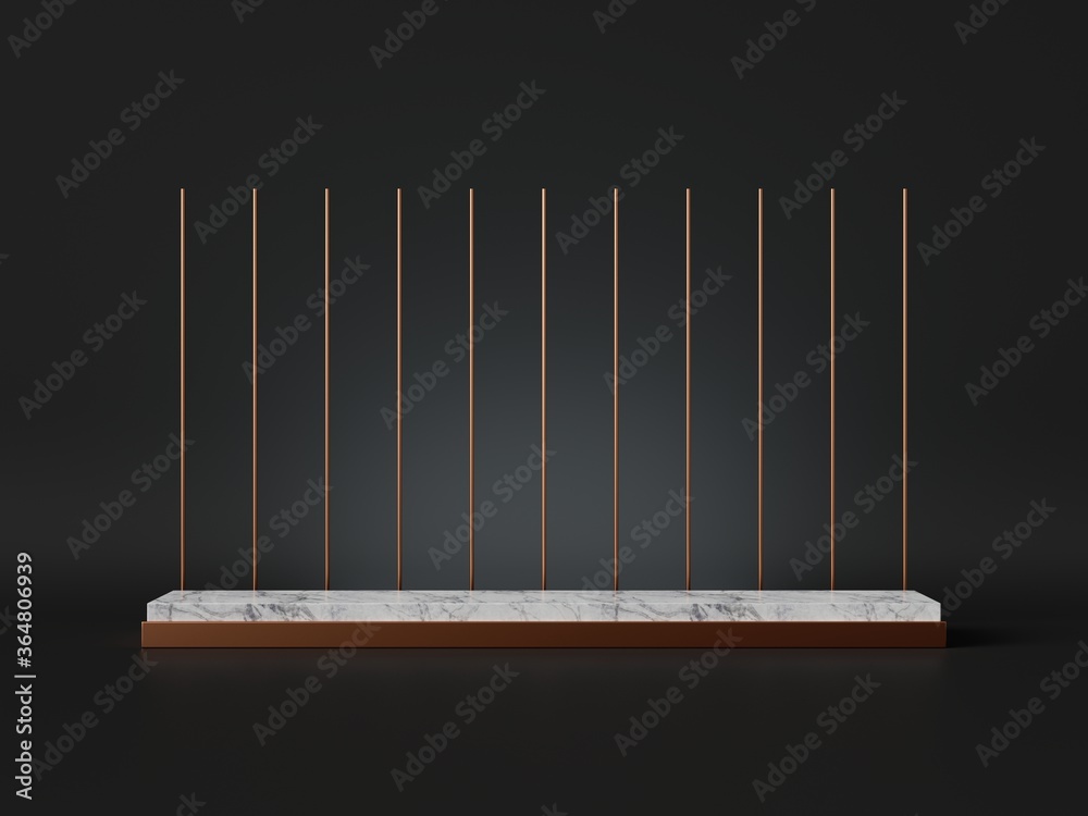 3d render, abstract minimalist black background with white marble ...