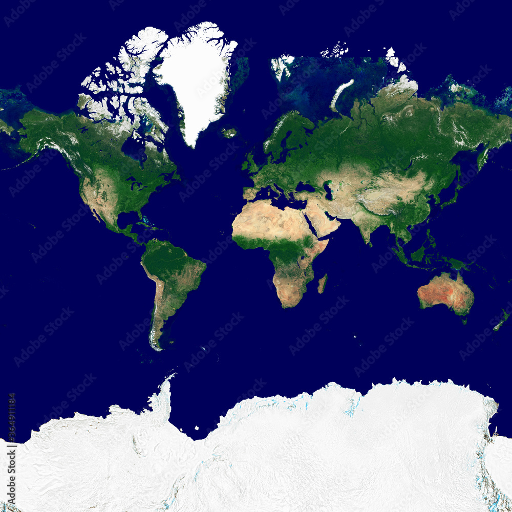 World texture in the Web Mercator projection. Satellite image of the ...