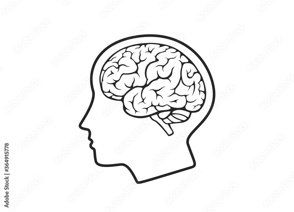 head with brain icon. mind, psychology and medical neurology symbol ...