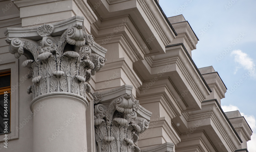 Elements of architectural decorations of buildings, columns and ...