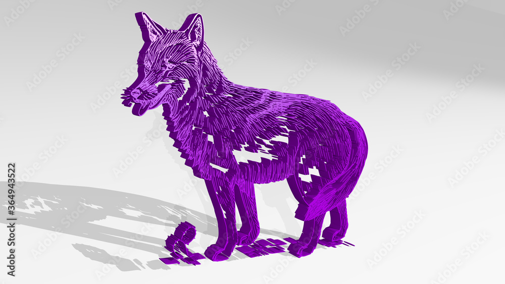 dog made by 3D illustration of a shiny metallic sculpture with the ...