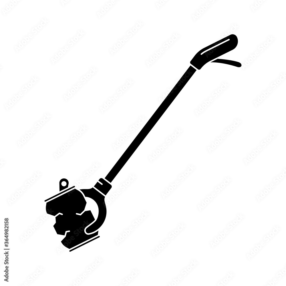 Silhouette Picking up garbage stick. Outline icon of litter picker ...