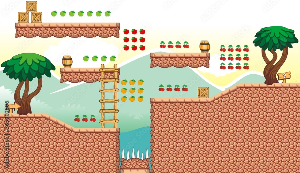 Tileset Platform for creating Game, A set of layered vector game asset ...