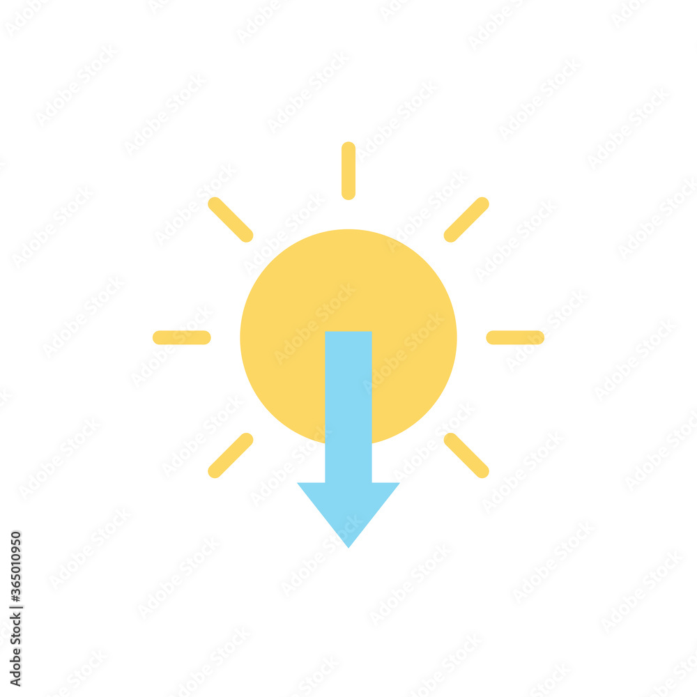Sun, arrow, sunset icon. Simple color vector elements of forecast icons ...