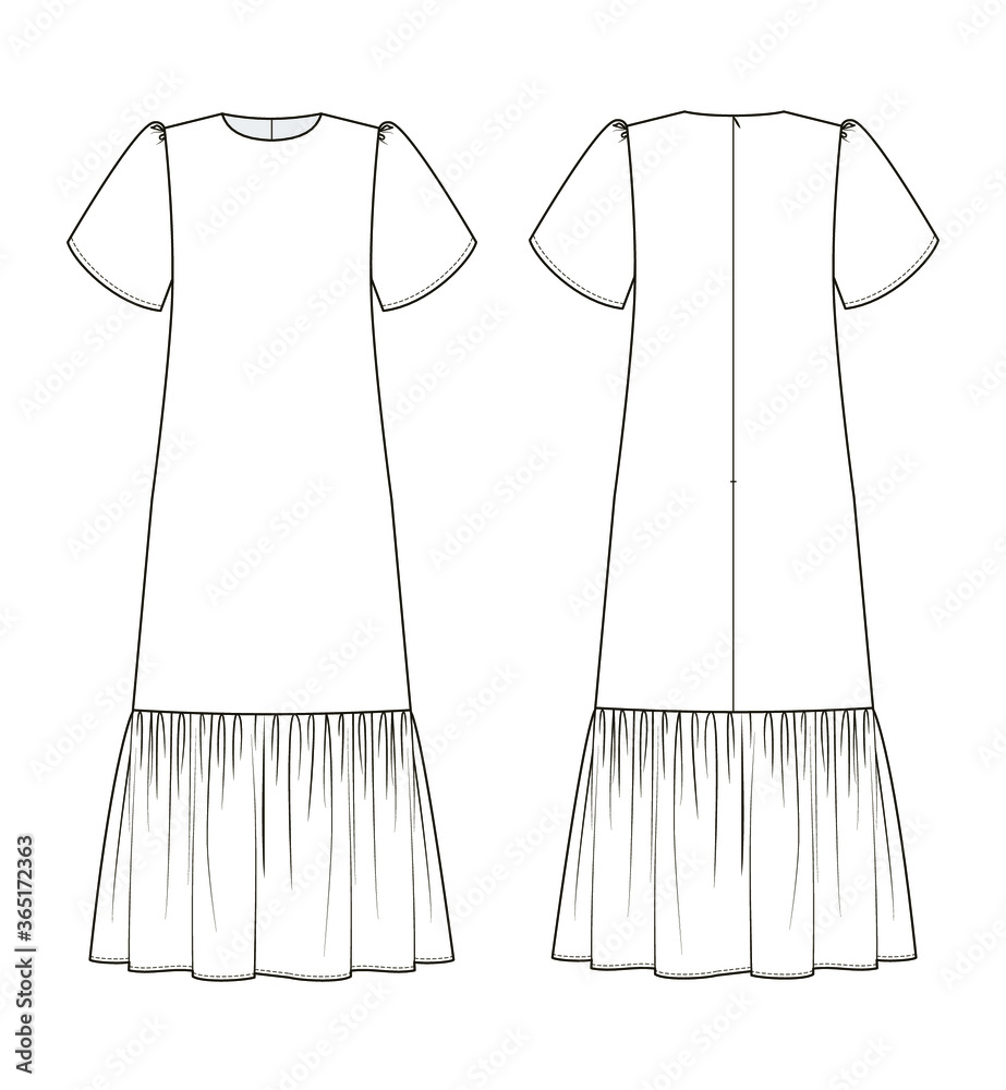 Fashion technical drawing summer dress Stock Vector | Adobe Stock