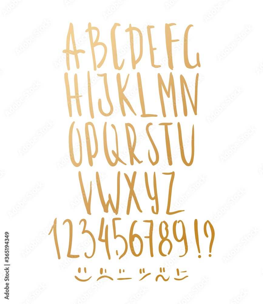 English alphabet. Golden lettering. English alphabet. Letter. Vector ...