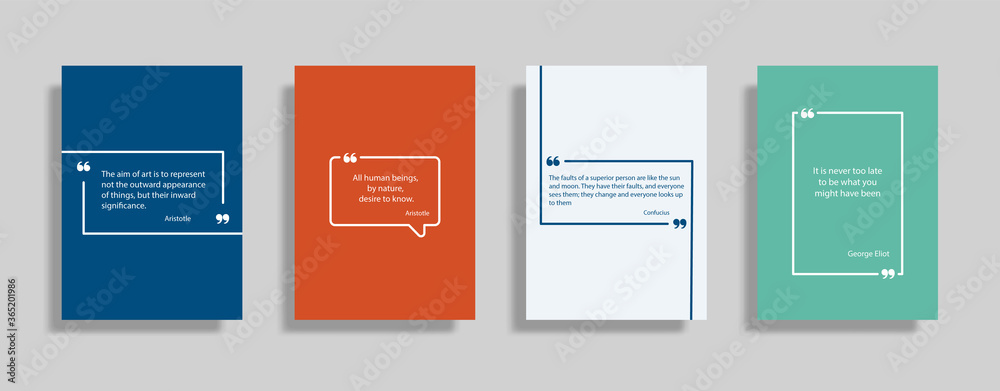 Quote speech box design templates set. Quatation text in bubble ...