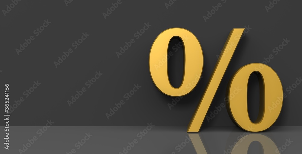 Percent percentage sign symbol interest rate golden 3d percentile Stock ...