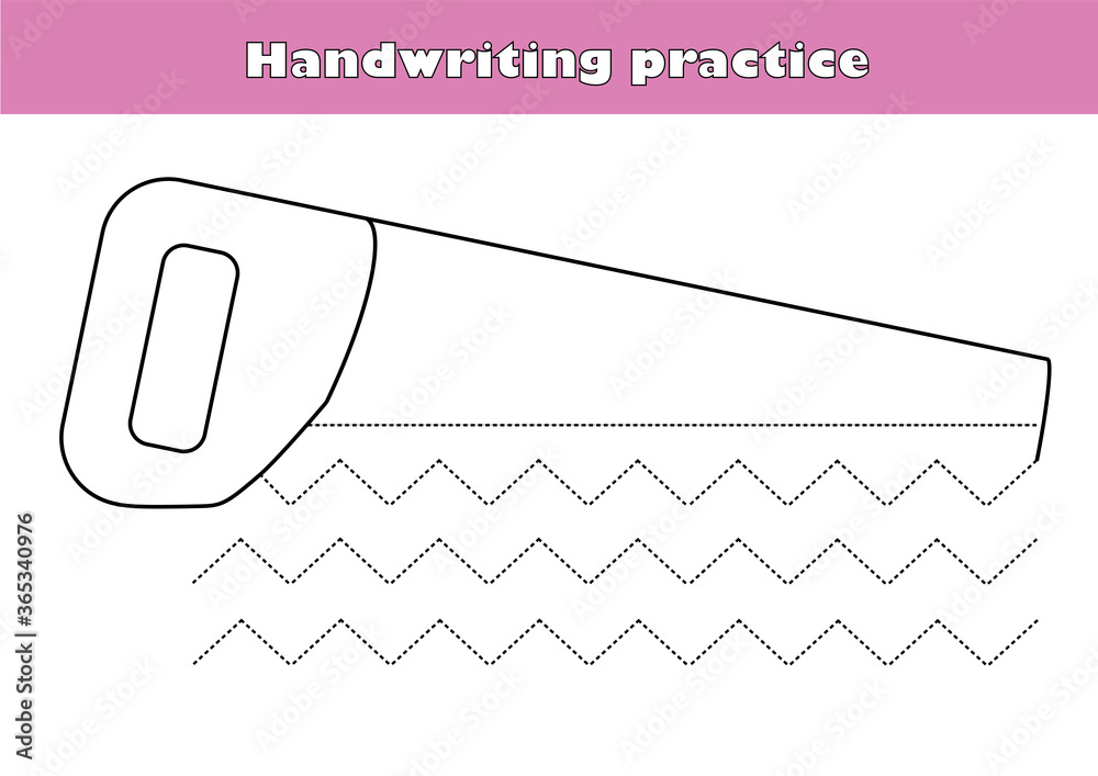 Handwriting practice sheet. Tools trace worksheet. Educational children ...