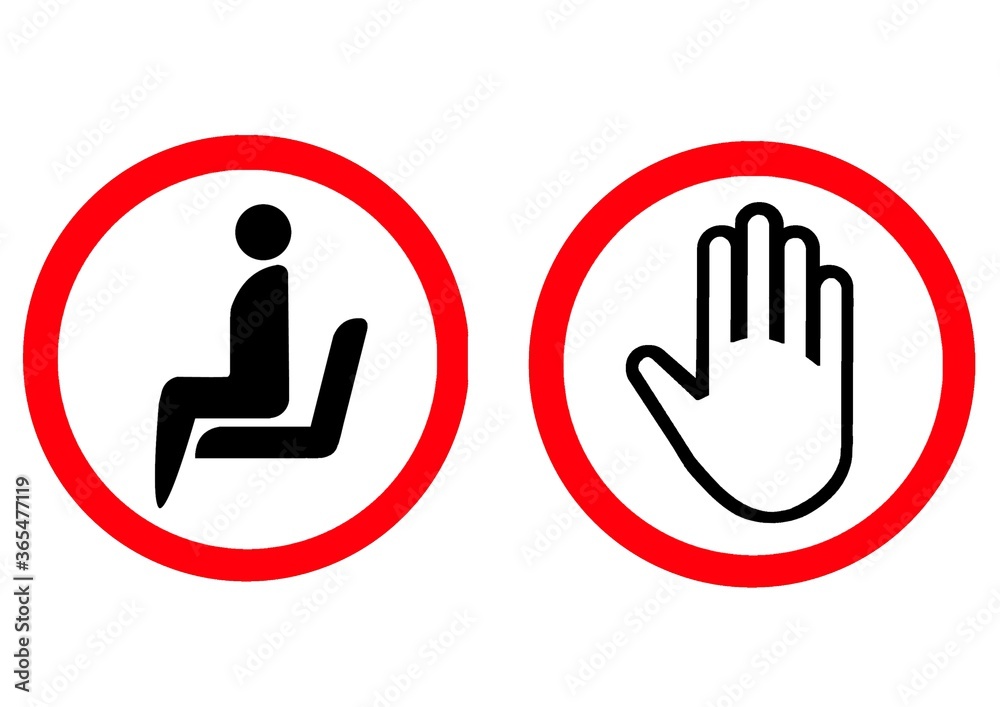 " sit" and "touch"permission icons Stock Illustration | Adobe Stock