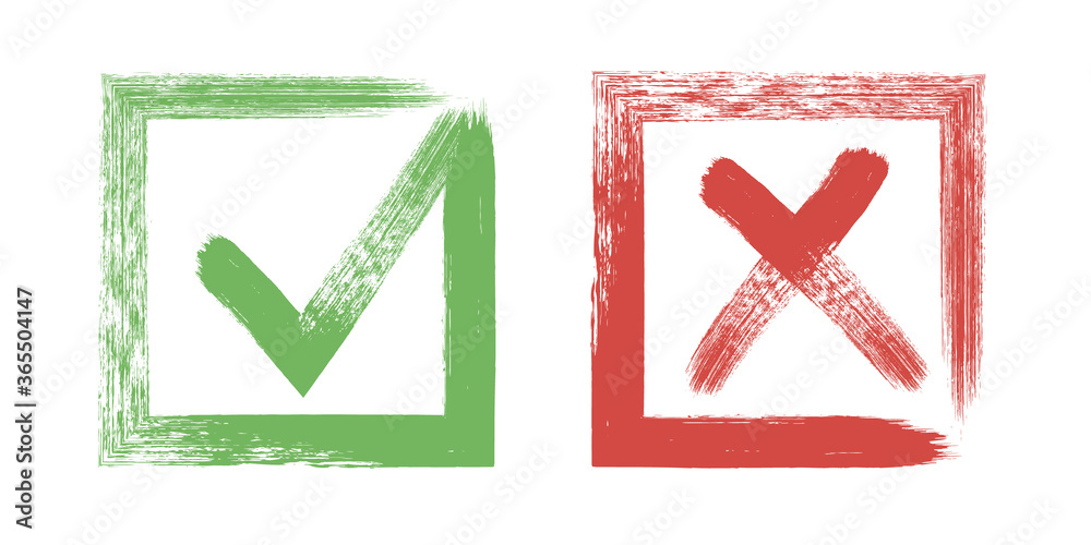 Tick and Cross sign elements. vector buttons for vote, election choice ...